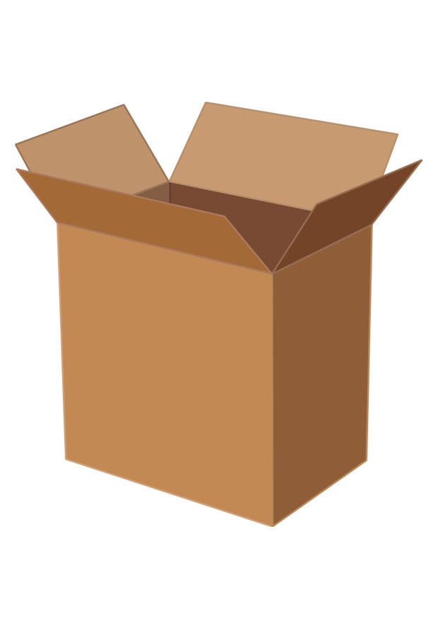 Clipart von Kartonbox mit offener Oberseite und rechteckiger Form