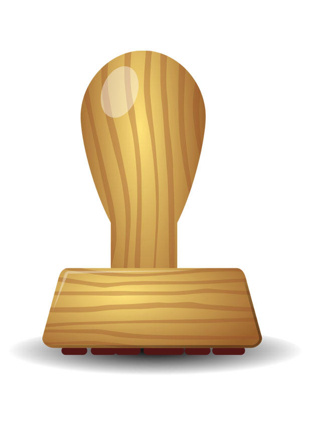 Clipart von einem Stempel mit einem Holzgriff und einer breiten Basis