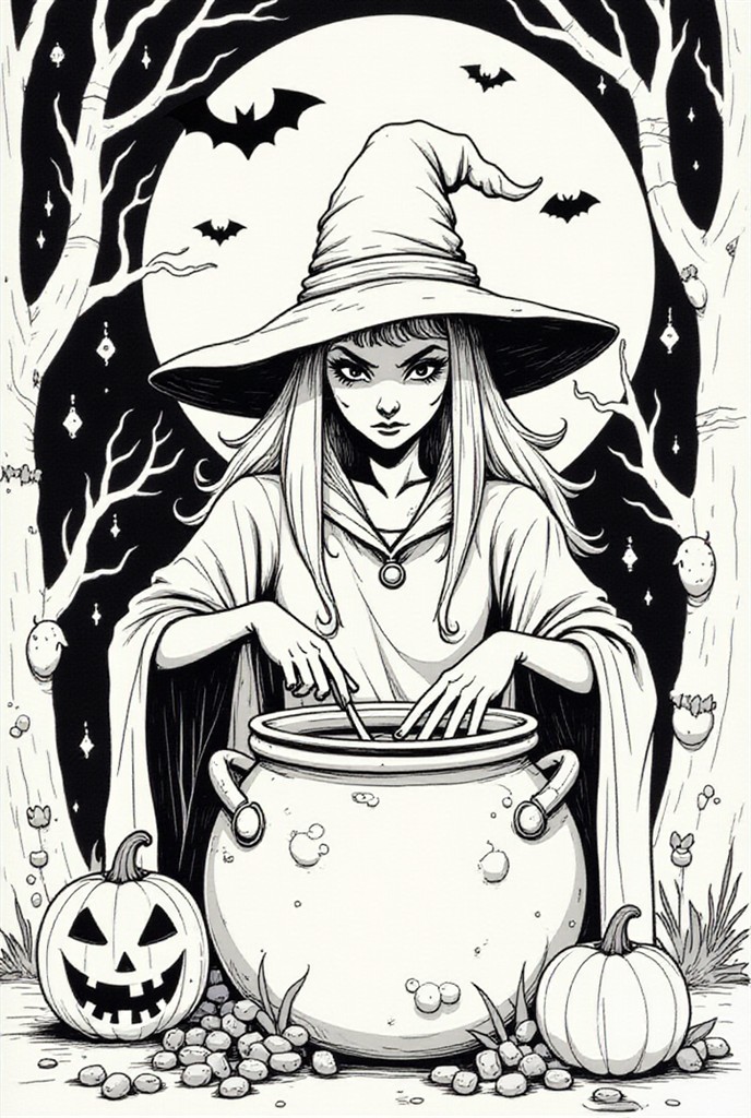 Malvorlage Hexe mit Halloween - Kostenlose Ausmalbilder Zum Ausdrucken ...