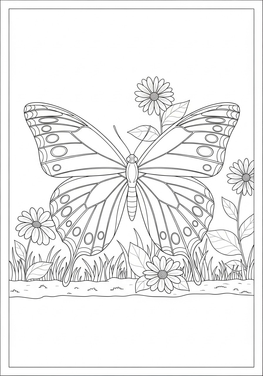 Malvorlage Schmetterling im Garten - Kostenlose Ausmalbilder Zum ...